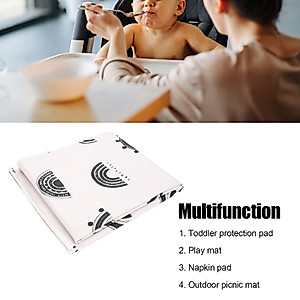 Luroze Splat Mat, Anti-Slip Waterproof Cartoon Pattern Portable Foldable Baby Highchair Floor Mat with Silicone Spots, Temperature Resistance Toddler Splash Place Art Craft for High Chair Play Picnic