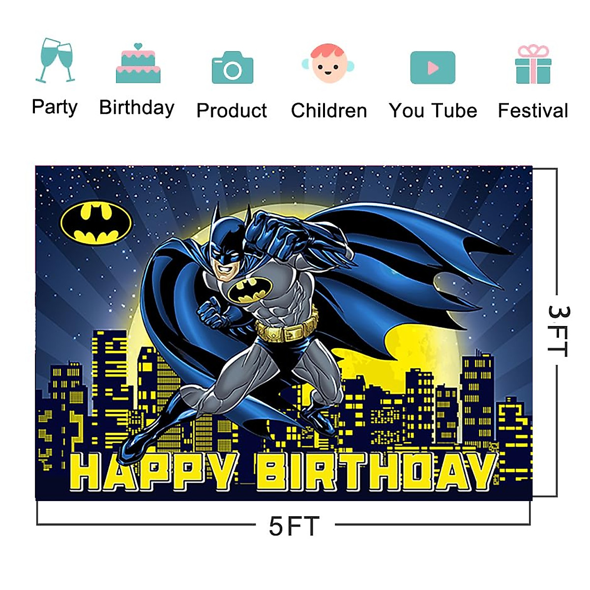 Hero Backdrop for Birthday Party Decorations Blue Man Background for Baby Shower Party Cake Table Decorations Supplies Superhero Theme Banner 5x3ft