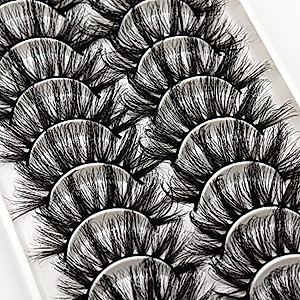 Veleasha Lashes Fluffy Wispy Faux Mink Eyelashes Criss-cross False Lashes 10 Pairs Pack Fake Eyelashes for Women (6D23)