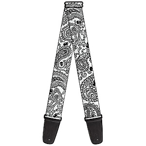 Buckle-Down Guitar Strap Bandana Skulls White Black 2 Inches Wide (GS-W30236)
