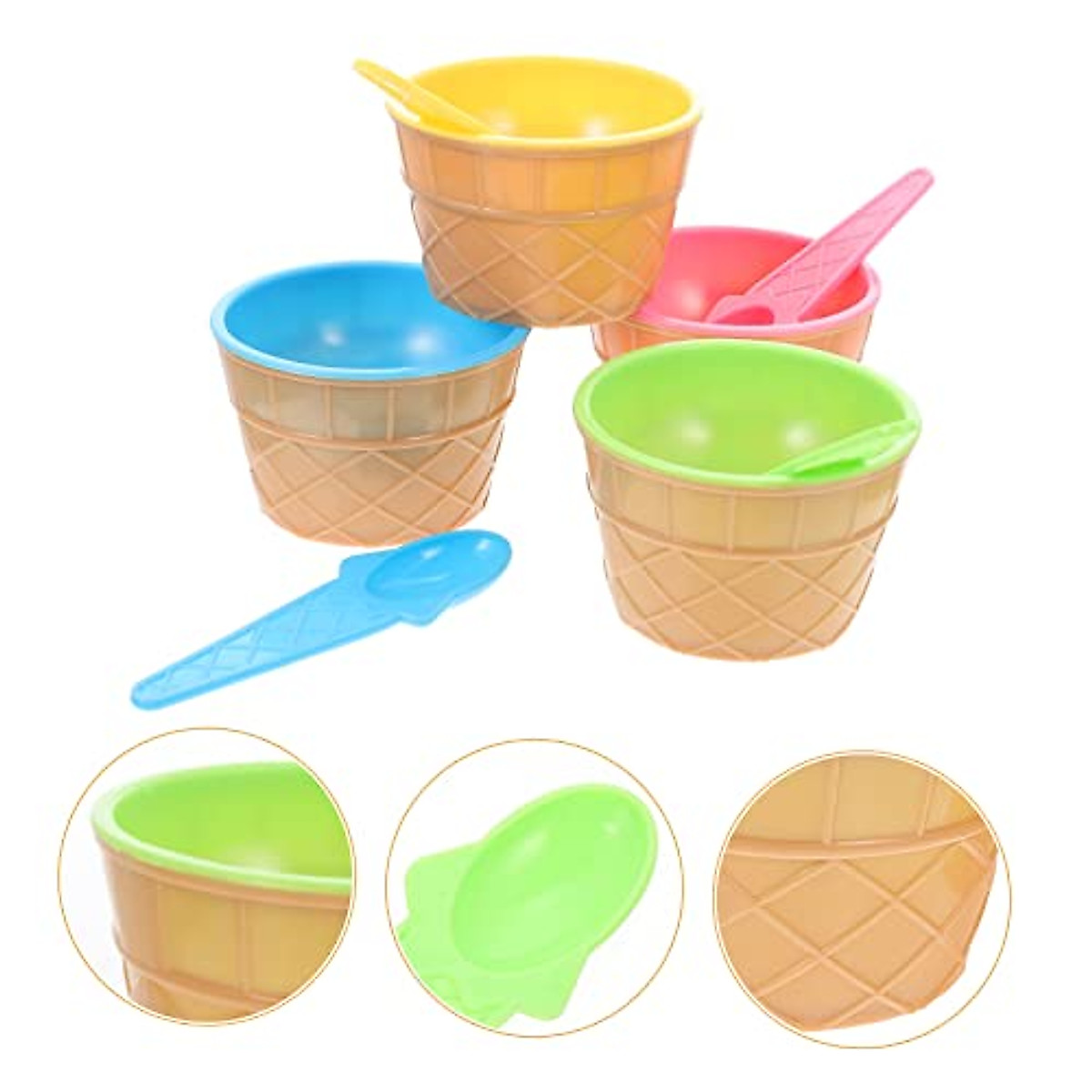 Healeved 20 Sets ice cream cup Ice Cream Sundae cup plastic ice cream dishes treat cups reusable dessert bowls plastic disposable cups Ice Cream Storage Bowls pp one body child