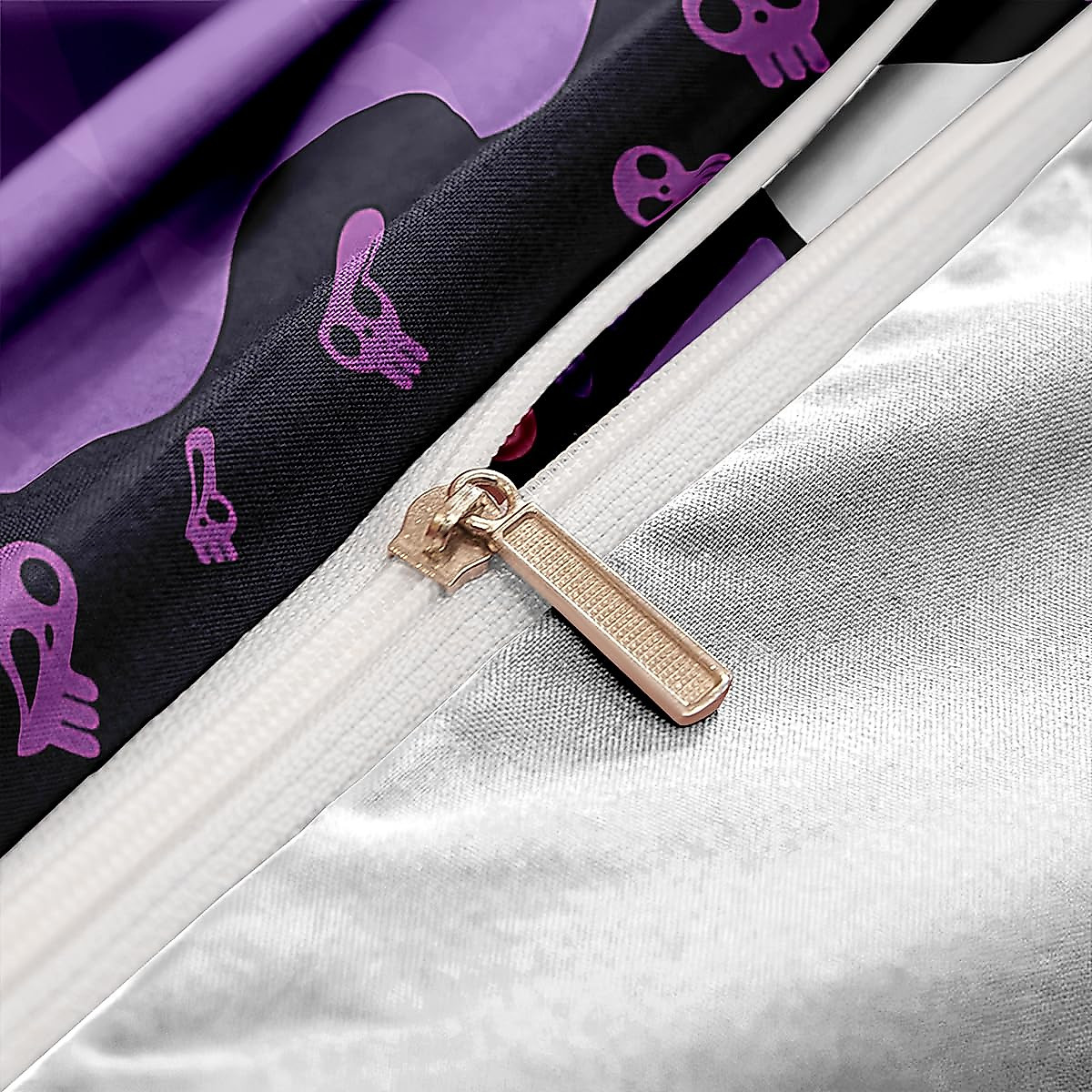 OINGHU Kuromi 3pcs Bedding(1 Duvet Cover+2 Pillowcase) Comforter Cover Set for All Seasons for Boys and Girls Anime Duvet Cover Set(Twin)