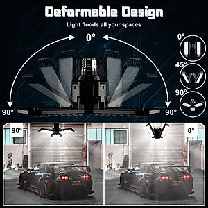 Inscrok LED Garage Lights 60W-4 Packs LED Garage Lighting 6000LM E26/27 - Deformable LED Shop Light - Garage Ceiling Light, LED Light Bulbs, LED Work Lights, High Bay Light for Basement, Workshop