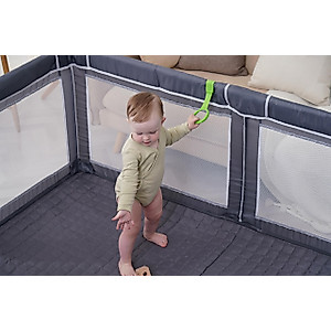 Foldable Baby Playpen with Mat, 50x50inch Playpen for Babies and Toddlers,Portable Play Pen with 30pcs Ocean Balls and 4 Handlers Indoor & Outdoor. (59x59in)