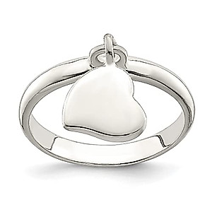 IceCarats 925 Sterling Silver Dangling Heart Love Ring Size 8