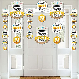 Big Dot of Happiness Happy Boss’s Day - Best Boss Ever DIY Dangler Backdrop - Hanging Vertical Decorations - 30 Pieces