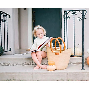 Summer Tote Basket Bag Market Basket African Basket Bag African U Shopper Bolga Basket Real Leather Handles