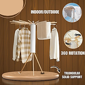 Tripod Drying Rack Clothing Foldable, Outdoor Clothes Drying Rack, Tripod Clothes Drying Rack for Laundry, Portable Clothes Drying Rack Space-Saving