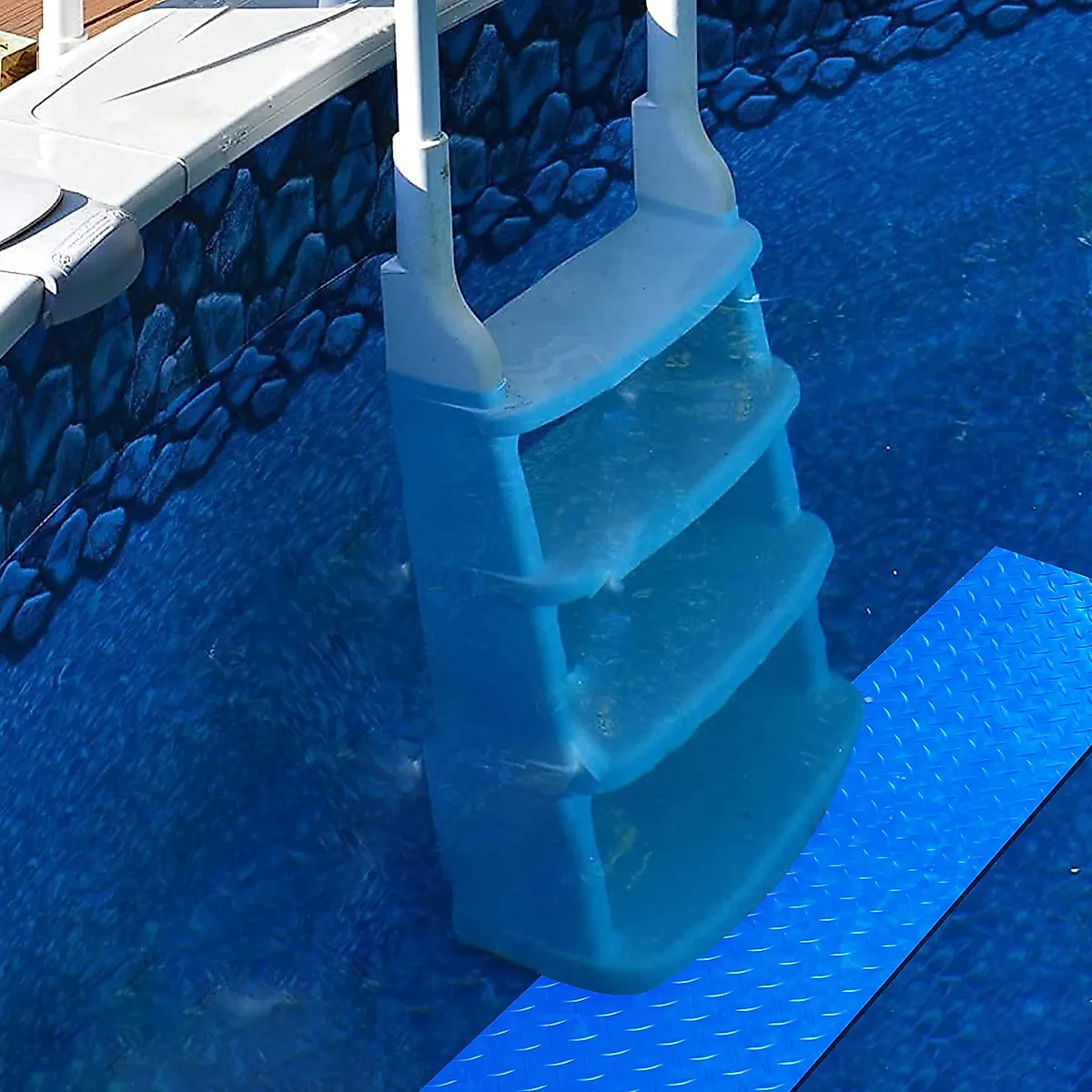 Shitailu 2 Rolls Swimming Pool Ladder Pad, Non-Slip Pool Step Mat, Protective Ladder Mat with Non-Slip Texturefor Above Ground Swimming Pool Steps, Ladders, 36 inch X 9 inch, Wave Pattern