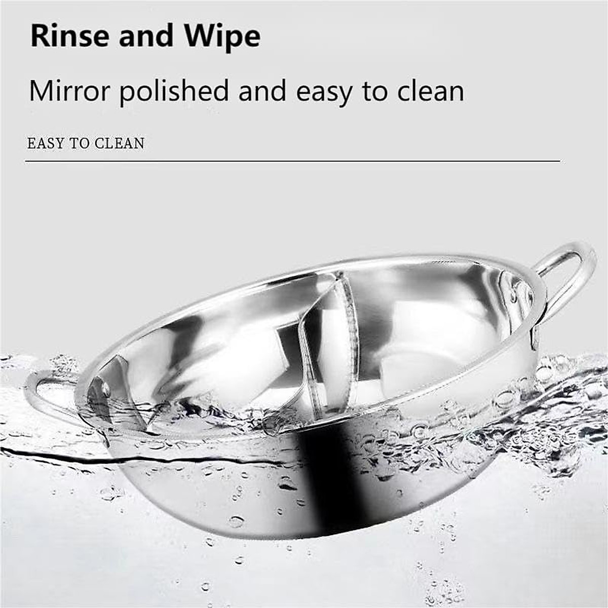 Stainless Steel Shabu Hot Pot, Divided Hot Pot Pan Hollow handle for Induction Cooker Gas Furnace Electric Furnace Ceramic Hob (34CM)