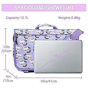 VASCHY Messenger Bag for Kids, Cute 15.6inch Laptop Crossbody School Bag for Boys Girls Teens Women Cats