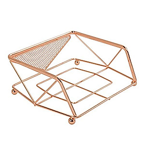 Kitchen Details Geode Free Standing Napkin Holder | Dimensions: 8. 25"x 7"x 3. 25" | Geometric Design | Freestanding | Rust Resistant | Kitchen Accessories | Chrome, Medium, Copper