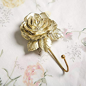Rose Wall Hooks Coat Rack Hat Hooks Wall Mounted Cute Wall Decor- Decorative Hook 2 Pcs for Hanging Bathroom Kitchen Room Towels Keys Coats Hats Bags