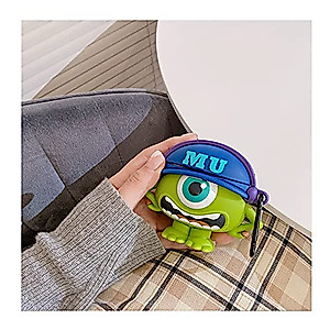 Ultra Thick Soft Silicone Case Cover for Apple AirPods Pro 2019 Generation with Keychain Green Mike Monster 3D Cartoon Anime Cute Fun Funny Cool Unique Creative Women Teens Girls Boys
