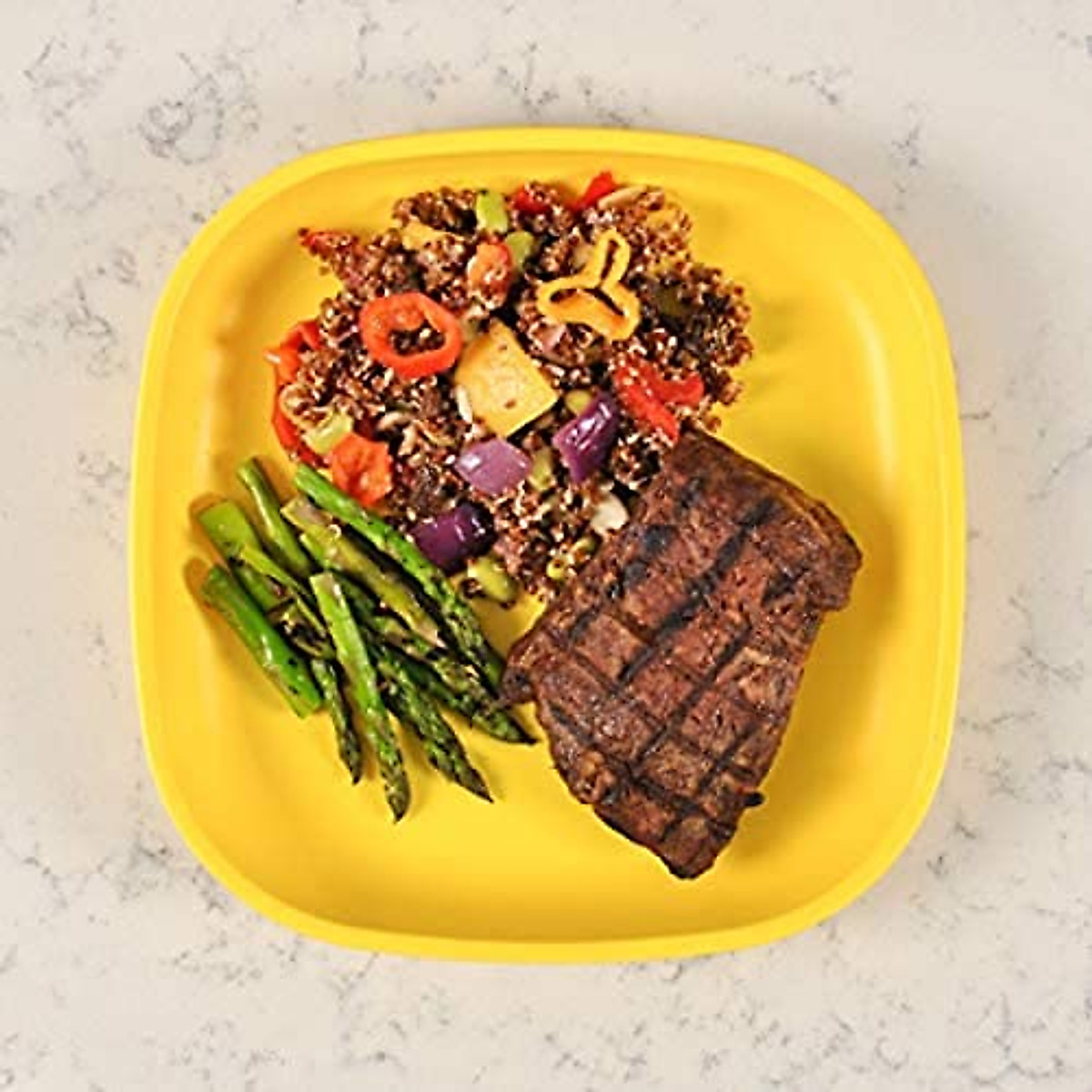 Re Play Made in USA Deep Walled Flat Plates | Made from Eco Friendly Heavyweight Recycled Plastic | Dishwasher & Microwave Safe | BPA Free | Navy Blue (4pk)