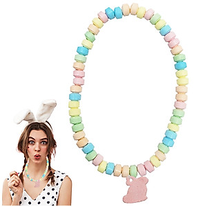 Fruidles Easter Bunny Candy Necklace, Multicolor Fruit-Flavored Chewables for Party Favors (12-Pack)