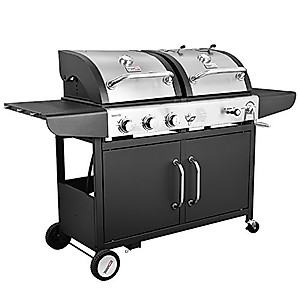 Royal Gourmet ZH3002 3-Burner Cabinet Gas Grill and Charcoal Grill Combo, Black