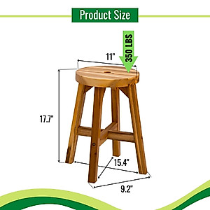 FRITHJILL 17.7-Inch Seat Stool, Round Wooden Counter Stool, Natural