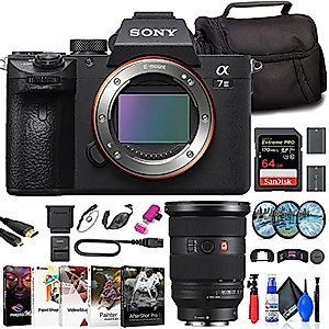 Sony a7 III Mirrorless Camera (ILCE7M3/B) + Sony FE 24-70mm Lens + 64GB Card + Filter Kit + Bag + NP-FZ100 Compatible Battery + Card Reader + Corel Photo Software + HDMI Cable + More (Renewed)