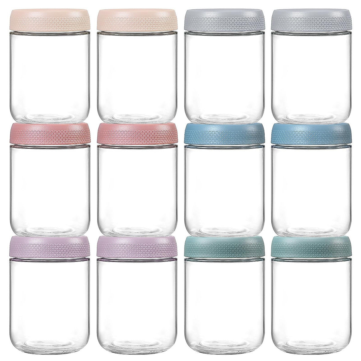 NETANY 12-pack 16oz Glass jars with Airtight Lids, Overnight Oats Containers with Lids, Wide mouth Mason Salad jars, Glass Food Storage Containers for Snacks Yogurt Spice Sugar