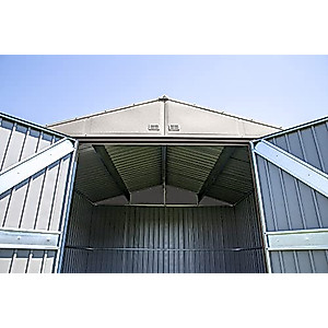 Arrow Shed Elite 12' x 14' Outdoor Lockable Gable Roof Steel Storage Shed Building, Cool Grey