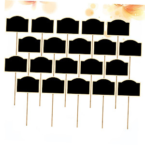 Ciieeo 20pcs Wood Chalkboard Signs Mini Message Board Signs Mini Message Sign Blackboard Garden Stakes Mini Chalk Sign Mini Chalkboard Black Board Garden Makers Bamboo Wedding Wood Pile