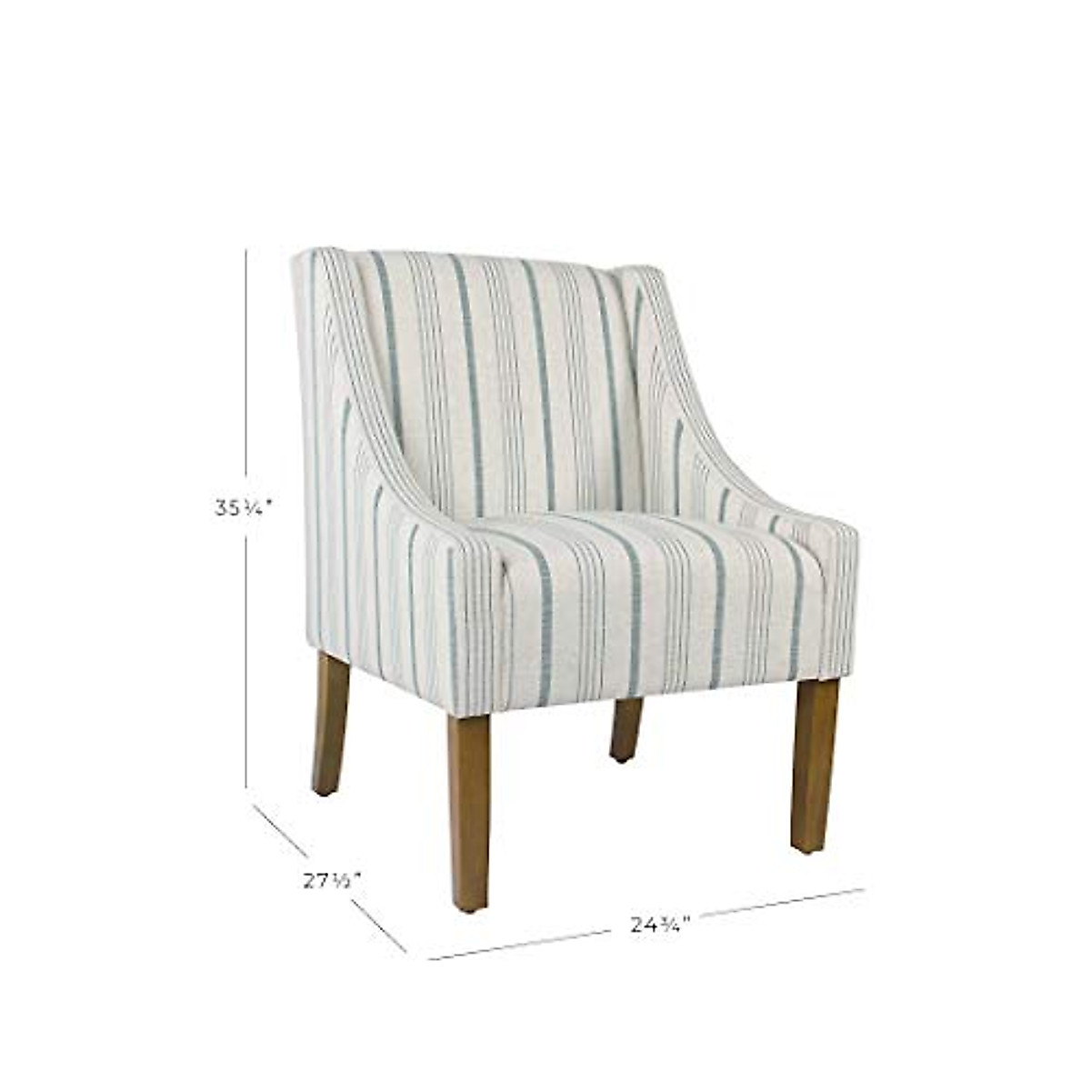HomePop Modern Swoop Arm Accent Chair, Blue Stripes