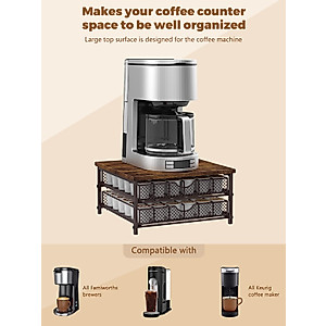 MOOACE Coffee Pod Holder for K Cup Holder Drawer Holder, Coffee Pod Drawer For Counter, 2 Tier K-Cup Storage With Sliding Baskets, 72 Capacity Pods Organizer Cups Capsule for Coffee Station, Brown