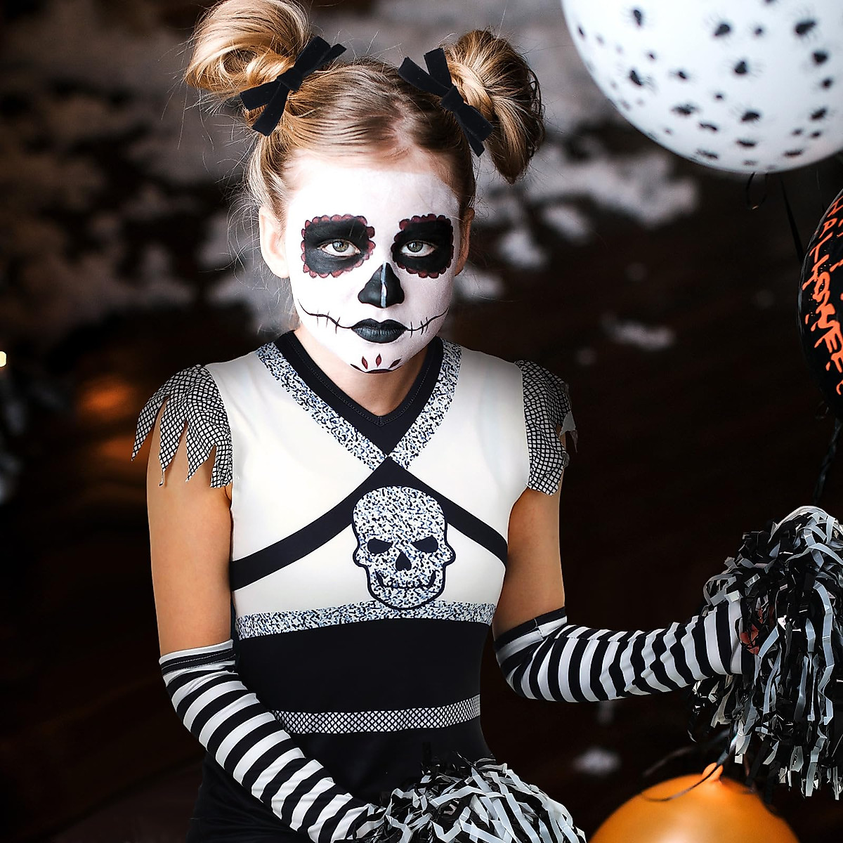 Haull 9 Pcs Cheerleader Costume for Girls Ra Ra Rebel Cheerleader Costume Outfits for Halloween Cosplay Dress up(4-6 Years)