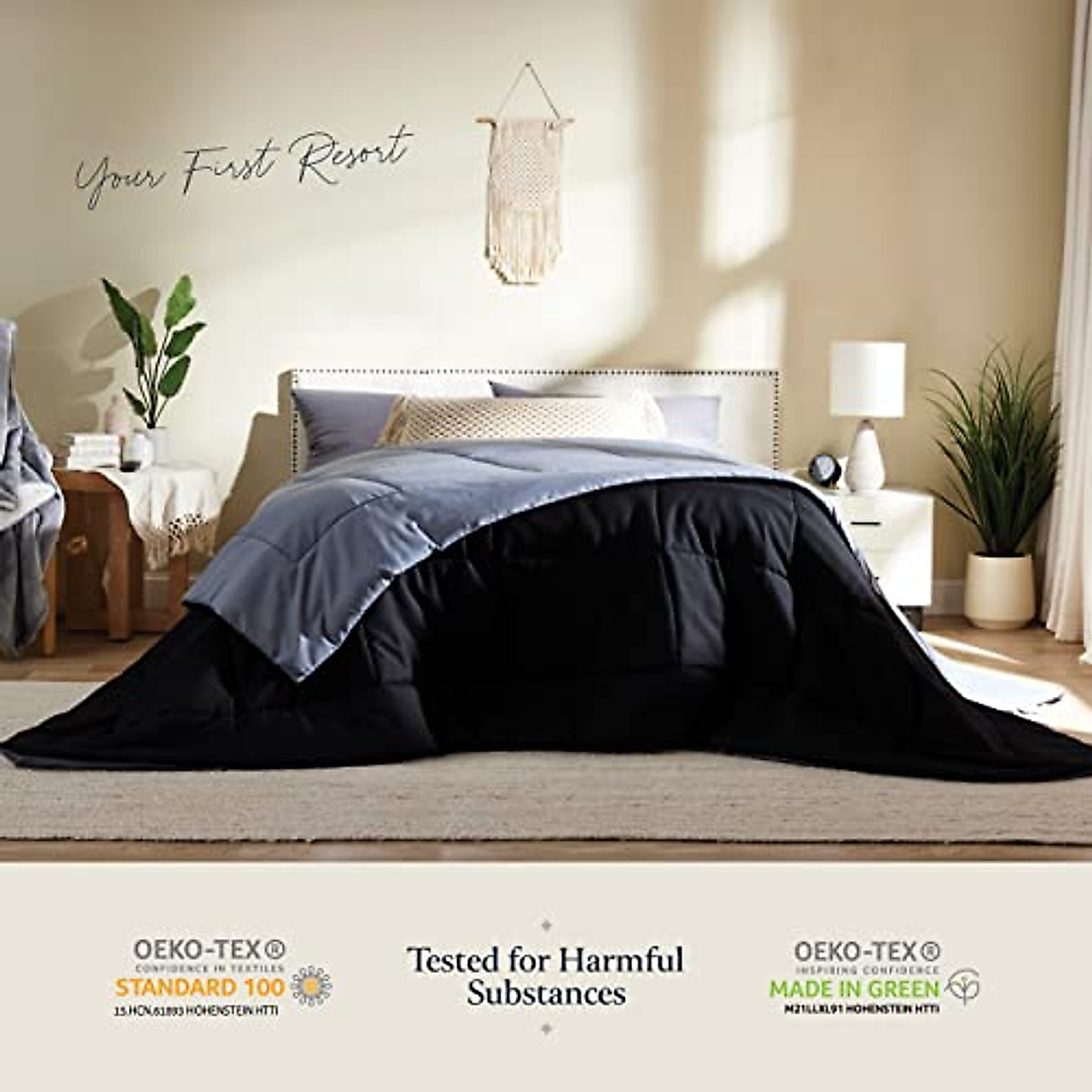 BELADOR Queen Comforter All-Season Duvet Insert Queen Size Bed Comforter - Down Alternative Comforters, Mid-Plush Lightweight Comforter, Box Quilted Siliconized Fiberfill Oeko-Tex Hotel Comforter