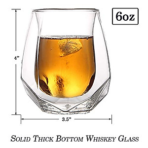 Whiskey Glasses Set of 2, Premium Lead-Free Crystal Clear Scotch Thick Weighted Bottom Rocks Glass with Elegant Box, Great Gift for Father's Day, Dad's Birthday or Scotch Lovers and Man