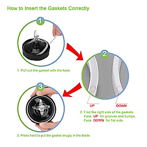 6 Pack Rubber Gaskets Replacement Seal 3.94 inch for Nutri Ninja Blender Replacement Parts 7 Fins Blade White O-Ring for Ninja Auto-iQ Pro Extractor BL456-30 BL480D BL682 BL681A CT680 BL487T