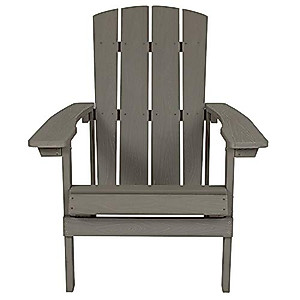 Flash Furniture Charlestown Poly Resin Adirondack Chair - Gray - All Weather - Indoor/Outdoor - Set of 4