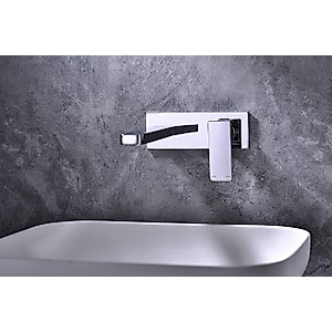 ZUKKI Copper Bathroom Faucets Vessel Sink Bathtub Faucet and Rough in Valve Included Brass Basin Mixer Taps Basin Sink Mixer Tap Faucet Hot and Cold Spout Wall Mount Faucets Polished Chrome