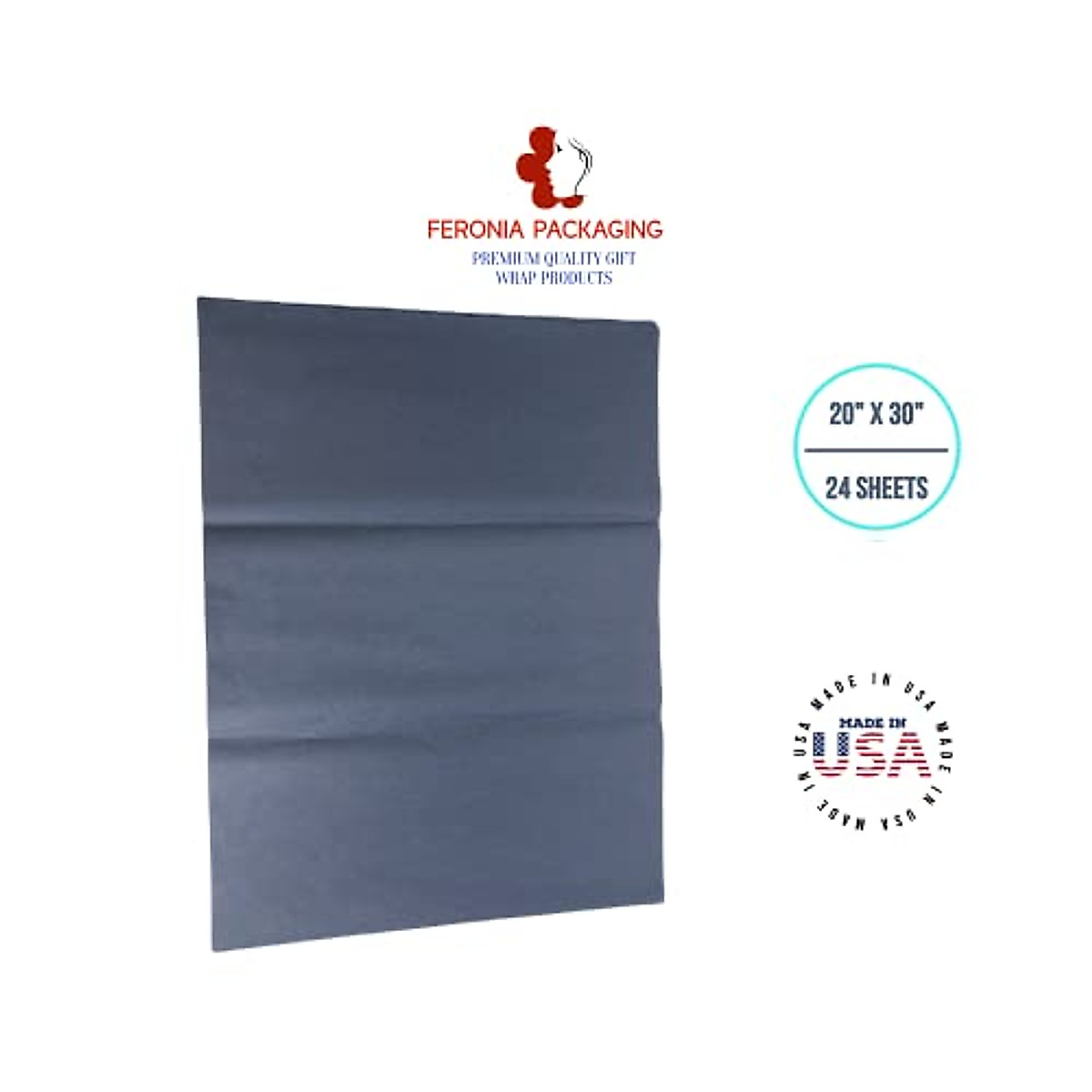 Navy Blue Tissue Paper Squares, Bulk 24 Sheets, Premium Gift Wrap and Art Supplies for Birthdays, Holidays, or Presents by Feronia packaging, Large 20 Inch x 30 Inch