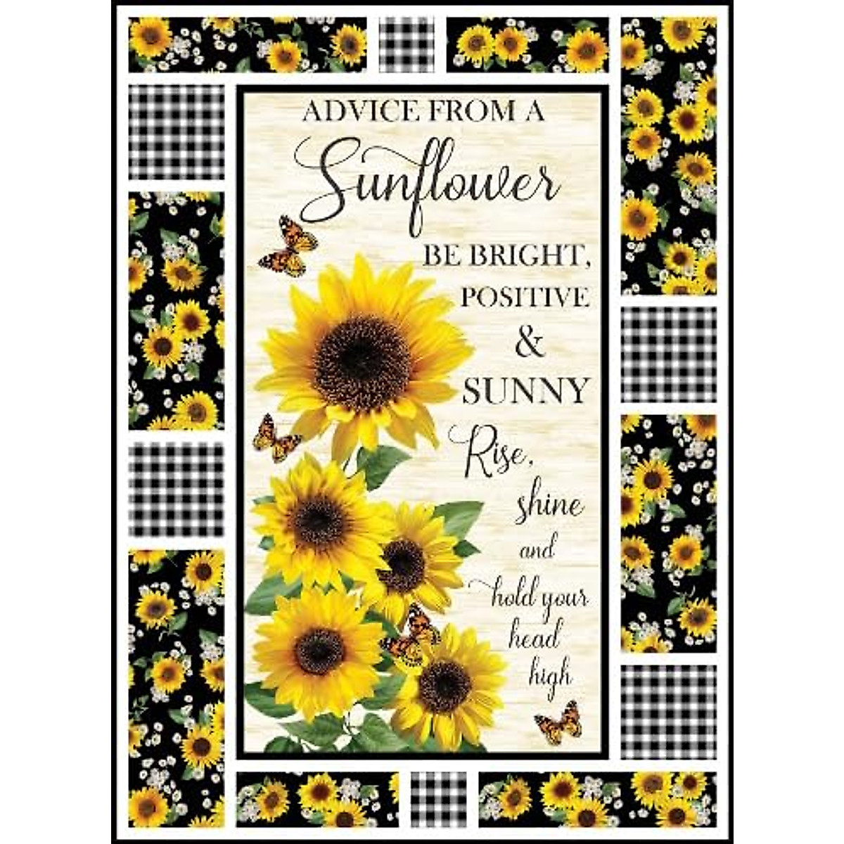 Advice from a Sunflower by Timeless Treasures Inspirational Flower Cotton Quilt Panel 23"" x 43"", CD2921-CREAM