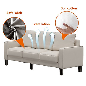 Tiokop Large, Three-seat Classic Chesterfield Settee Sofa Modern 3 Seater Couch Furniture Tufted Back for Living Room (Beige)