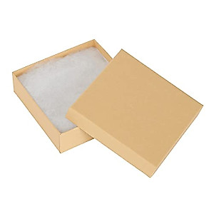 SSWBasics Cotton Filled Kraft Two Piece Jewelry Gift Boxes - 3½” x 3½” x 1" (Case of 100) - Made from 100% Recycled Material - Perfect for Compacts or Large Jewelry