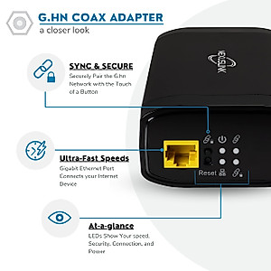 Nexuslink G.hn Ethernet Over Coax Adapter | 2000 Mbps, Fast and Secure Network Performance, Online Gaming and Streaming in Hard-to-Reach Locations, 2 Units (GCA-2000-KIT)