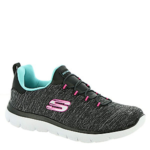 Skechers Women's Sneaker, Black/Light Blue, 8 M US