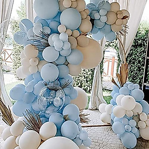 Light Blue Balloons Garland Arch Kit 105Pcs Different Sizes 18In 10In 5In Latex Pastel Matte Baby Blue Balloons Decorations for Baby Shower Wild One1st Birthday Wedding Bride Anniversary Gender Reveal Party Supplies for Boy Girl Adult