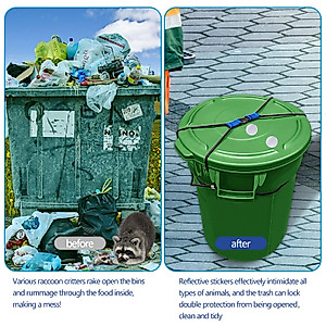 MANOPAWS 2 Set Trash Can Lock, Doggy Dare Trash Can Lock with 2Pcs Reflective Tape, Garbage Can Locks Heavy Duty Rubber Bands for Raccoons Hamsters Dogs Animals, Fits 30-50 Gallon Trash Cans