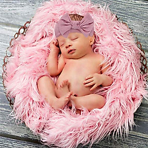 Camidy Newborn Photography Props,5pcs/Set Fluffy Blanket Mat + Ripple Wrap + Headbands Swaddle Wrap Photography Mat Outfits for Infant Boys or Girls Photoshoot Session