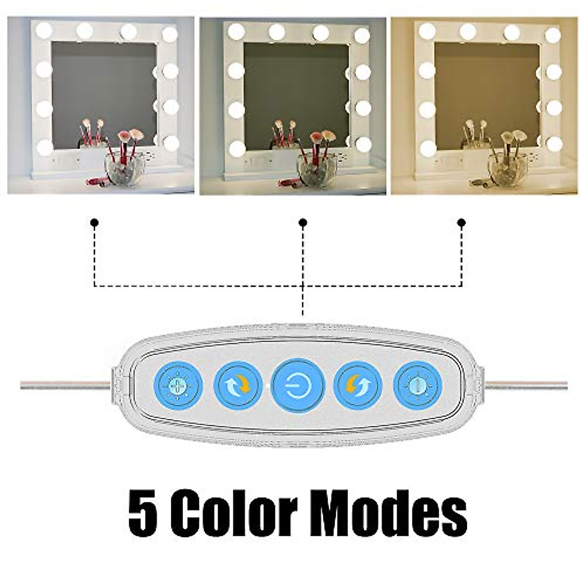 sylvwin Vanity Mirror Lights,Hollywood Style Mirror Lights Kit Dimmable LED Bulbs,Vanity Makeup Light for Dressing Mirror(USB Cable,Not Include Mirror) (10 Bulbs)