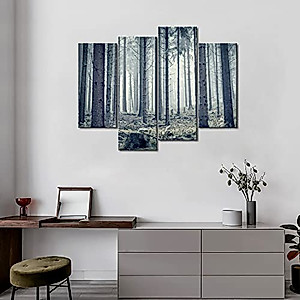 Forest Straight Trees Grass On Land Wall Art Painting The Picture Print On Canvas Landscape Pictures for Home Decor Decoration Gift