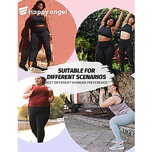 Happy.angel Plus Size Leggings with Pockets for Women, High Waisted Capri Yoga Workout Pants Cropped Tights Navy Blue 4X-Large