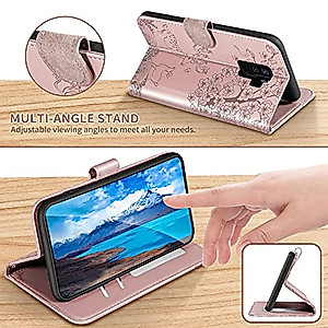 ONV Wallet Case Compatible with Samsung Galaxy S9 Plus - Deer Shinny Flip Leather Case with Cash Pocket Card Slot Wrist Strap Shockproof Stand Magnet Cover for Samsung Galaxy S9 Plus [MHL] -Redgold