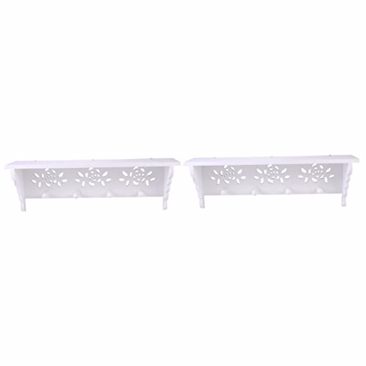 DOITOOL Shelves for Wall White Shelves White Shelves Wall Mounted Shelves 2 pcs Storage Rose-Carved Wall Decorative Rack for Hanging Style Home Creative Shelf Hooks with White Shelf