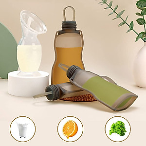 haakaa Silicone Manual Breast Pump 5.4 oz & Reusable Breastmilk Storage Bag 9oz Set - Milk Collector| Letdown Catcher| Leak Proof Storing Pouches| Breast Milk Saver for Breastfeeding Moms