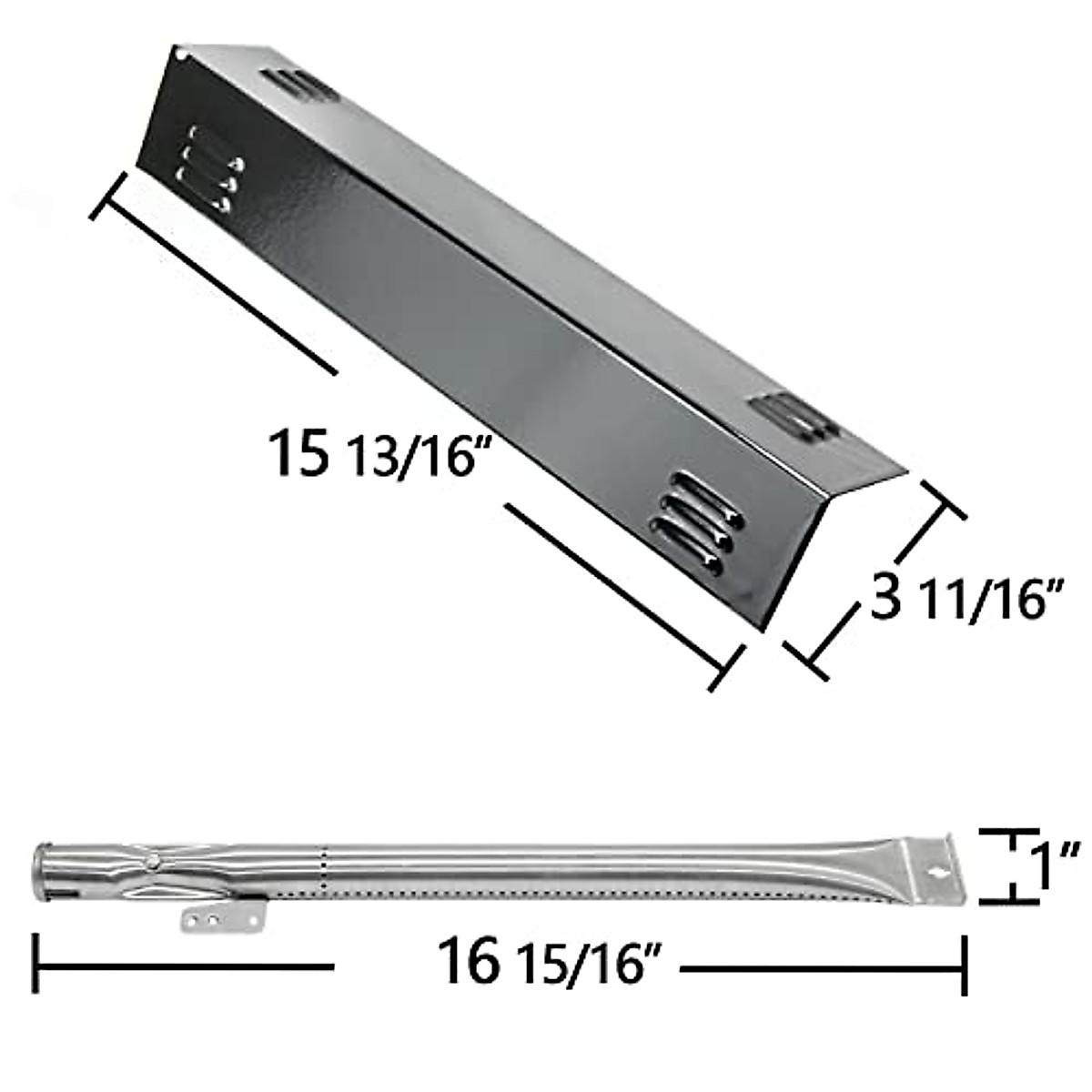 Hongso 15 13/16" Grill Heat Plates and 16 15/16" Pipe Burners for Dyna-Glo M486GMDG14, DGF487GRP, DGF486GSP, M486RDDG14, M486BBDG14 Grill Models
